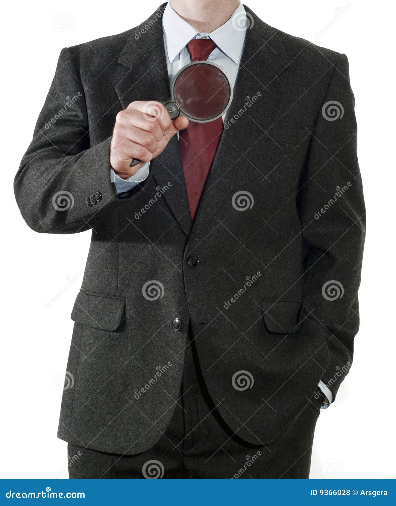 Businessman with magnifier stock photo. Image of necktie - 9366028