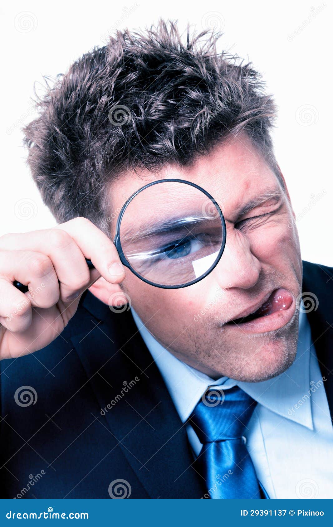 Businessman with Magnifying Glass Stock Image - Image of document ...