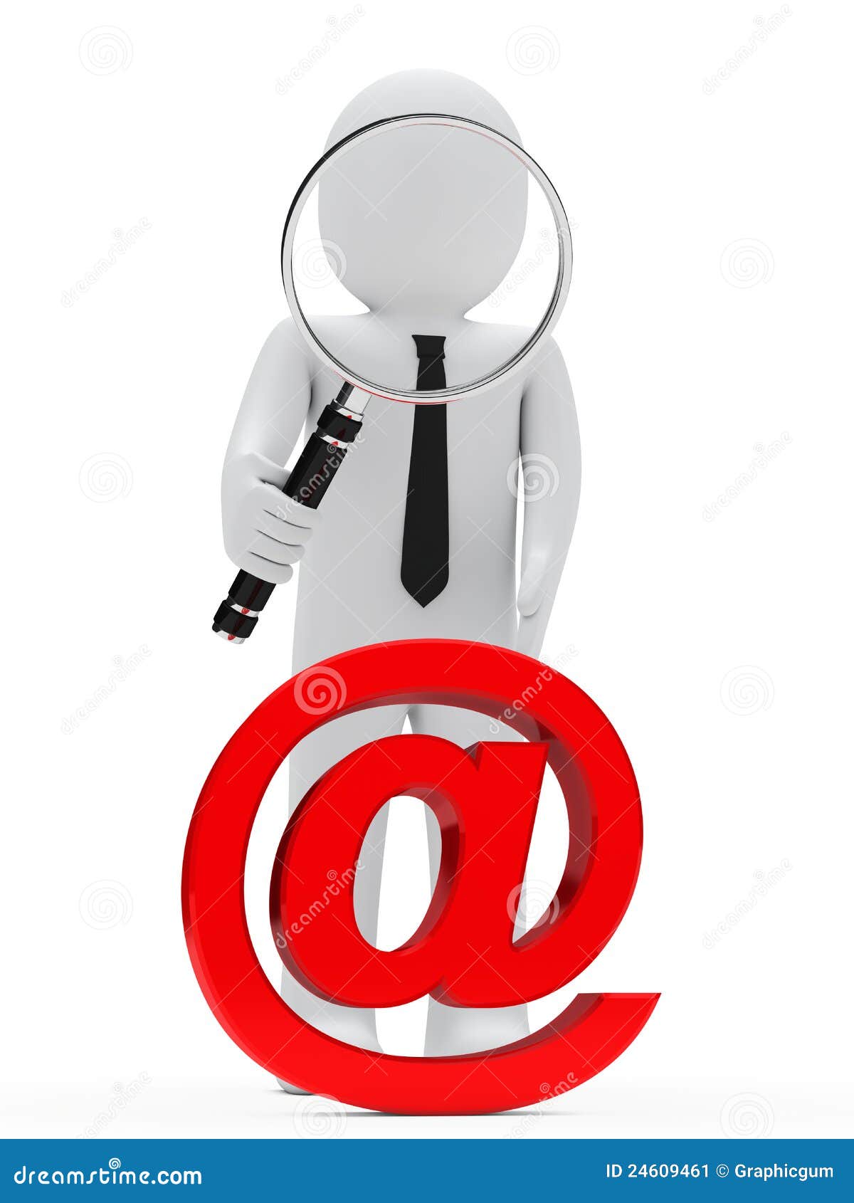 Businessman Magnifying Glass Email Stock Illustration - Illustration of ...