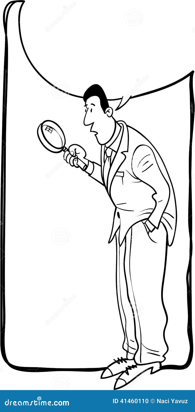 Businessman Holding Magnifying Glass. Line Art Illustration Stock ... Businessman Holding Magnifying Glass. Line Art Illustration Stock ...