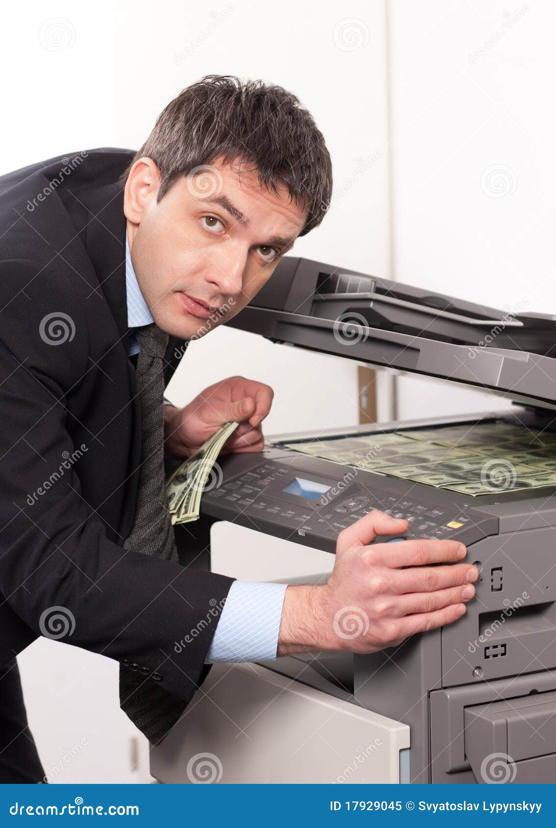 Businessman Make False Money on Copy Machine Stock Image - Image of ...