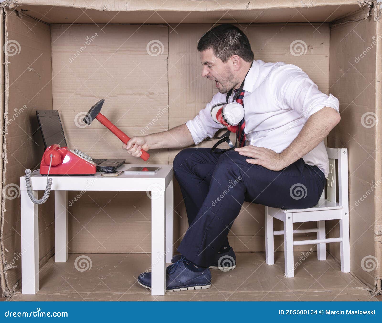 Businessman Makes an Attempt To Destroy a Computer Stock Photo - Image ...