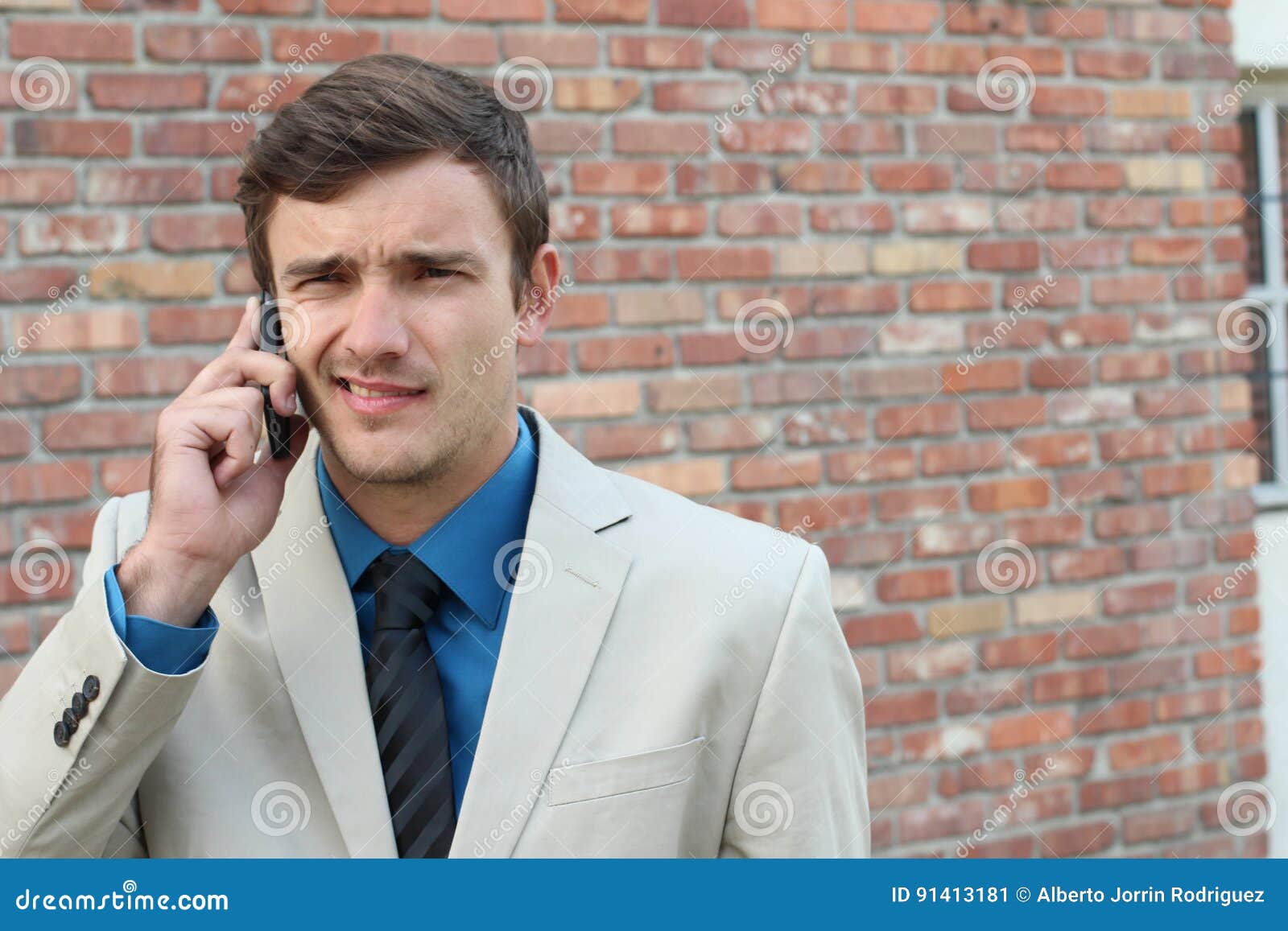 Businessman Making a Call while Having BAD SIGNAL Stock Image - Image ...