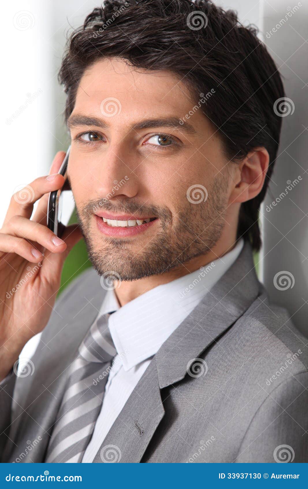 Businessman Making Call Using Mobile Stock Photo - Image of person ...