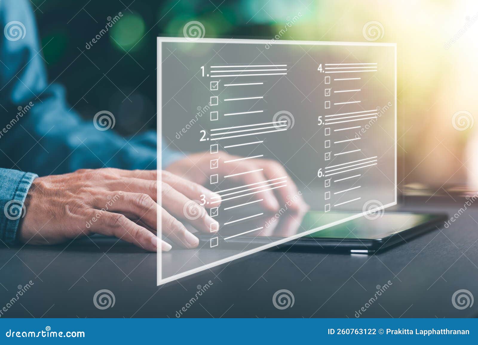 Businessman Making a Check Mark on a Virtual Screen, Online Exam ...