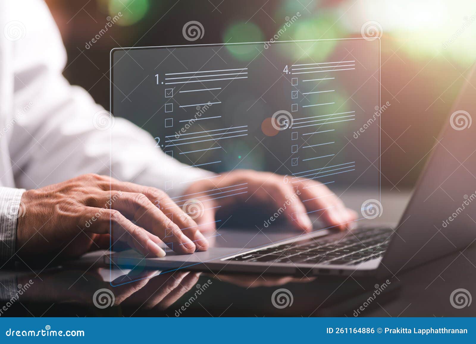 Businessman Making a Check Mark on a Virtual Screen, Online Exam ...