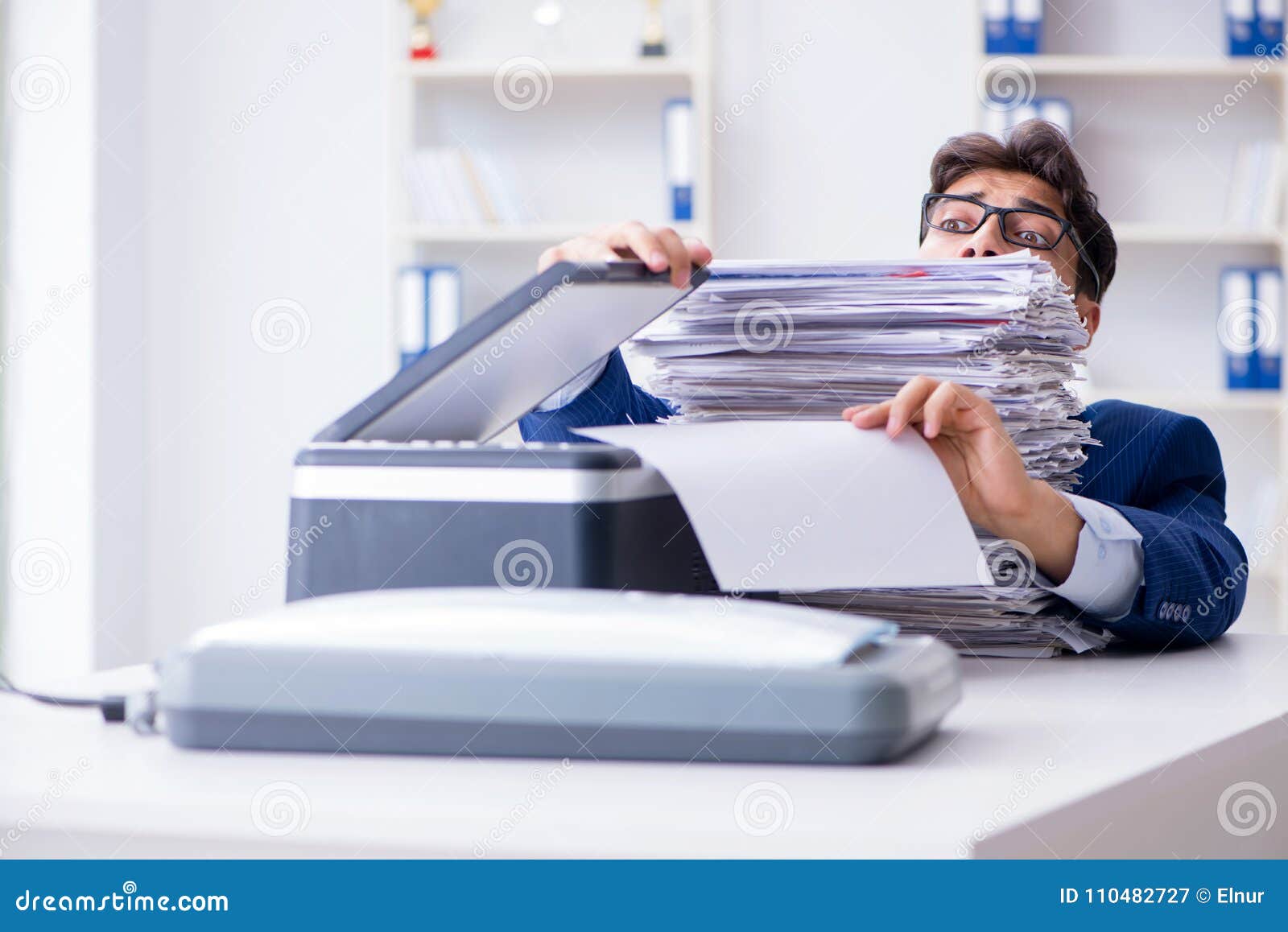 The Businessman Making Copies in Copying Machine Stock Image - Image of ...