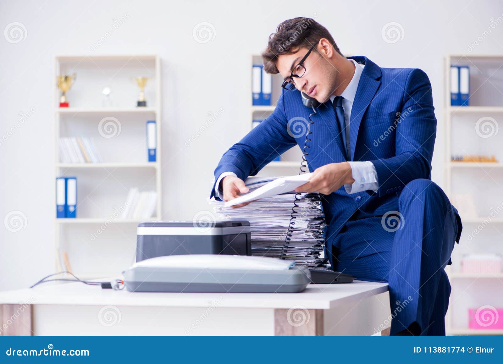 The Businessman Making Copies in Copying Machine Stock Photo - Image of ...