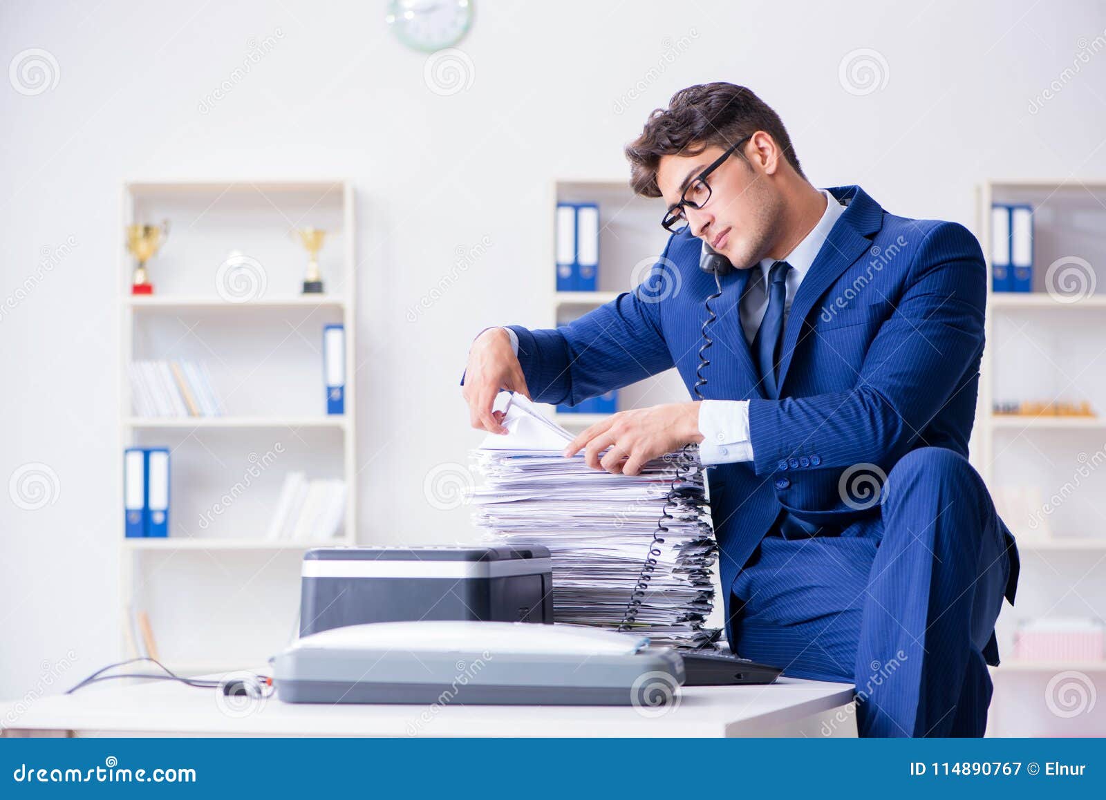 The Businessman Making Copies in Copying Machine Stock Image - Image of ...