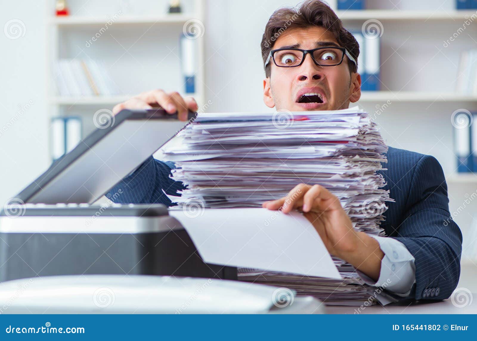 Businessman Making Copies in Copying Machine Stock Photo - Image of ...