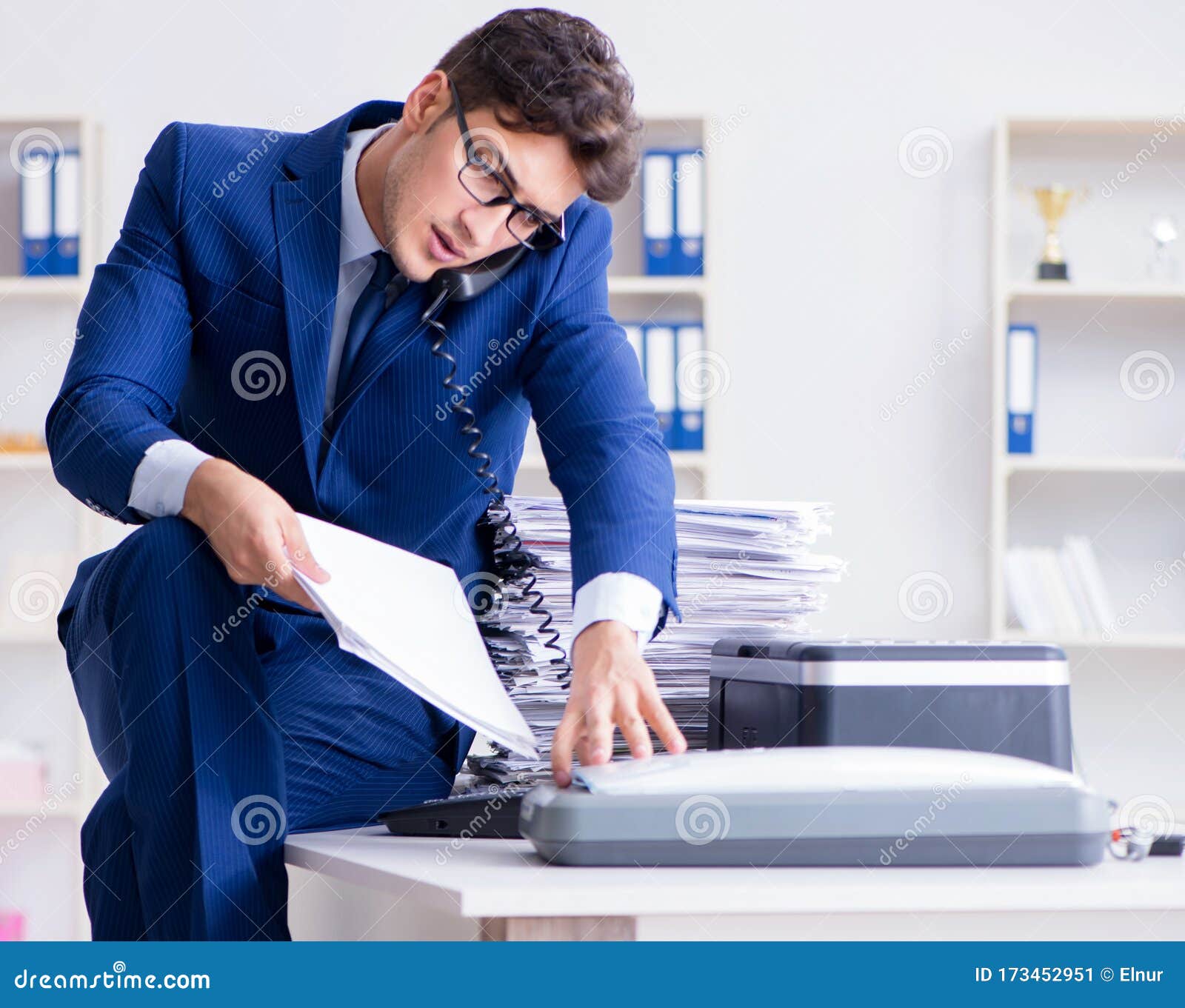 Businessman Making Copies in Copying Machine Stock Image - Image of ...