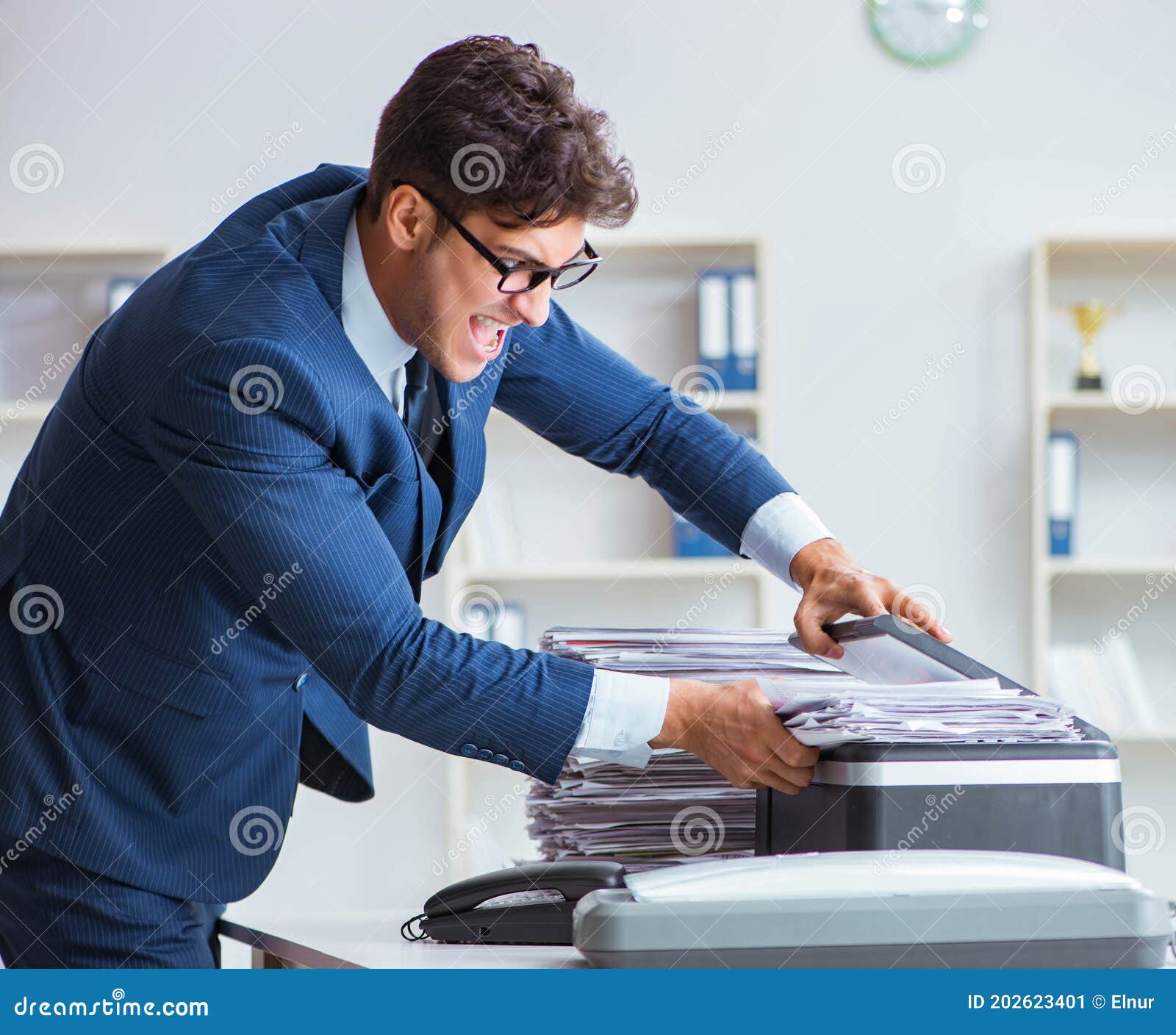 Businessman Making Copies in Copying Machine Stock Image - Image of ...