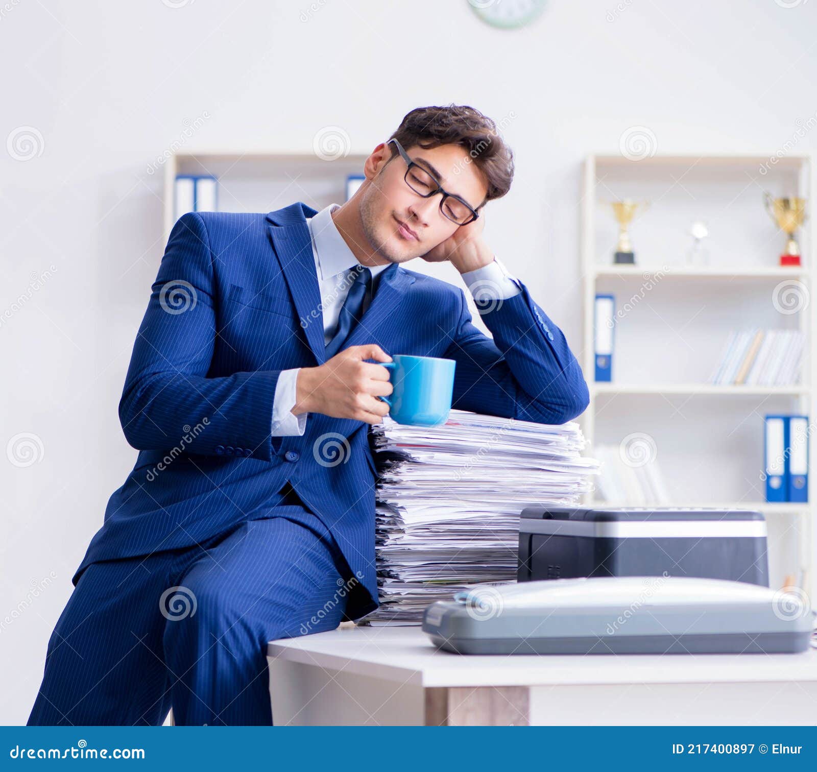 Businessman Making Copies in Copying Machine Stock Image - Image of ...