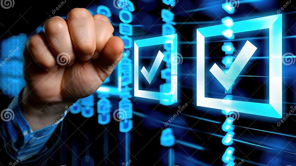 Businessman Making Digital Approve Interface in Modern Workspace ...