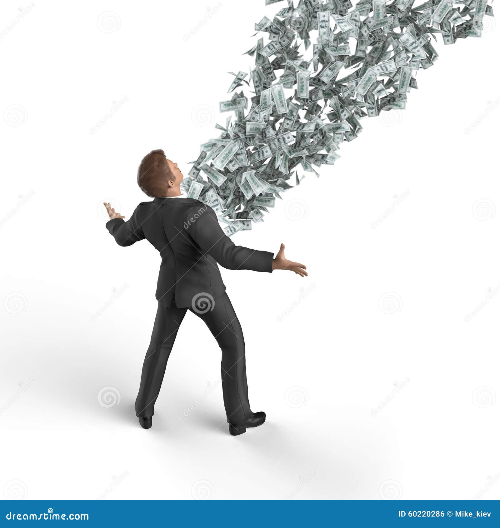 Businessman making money stock illustration. Illustration of catch ...