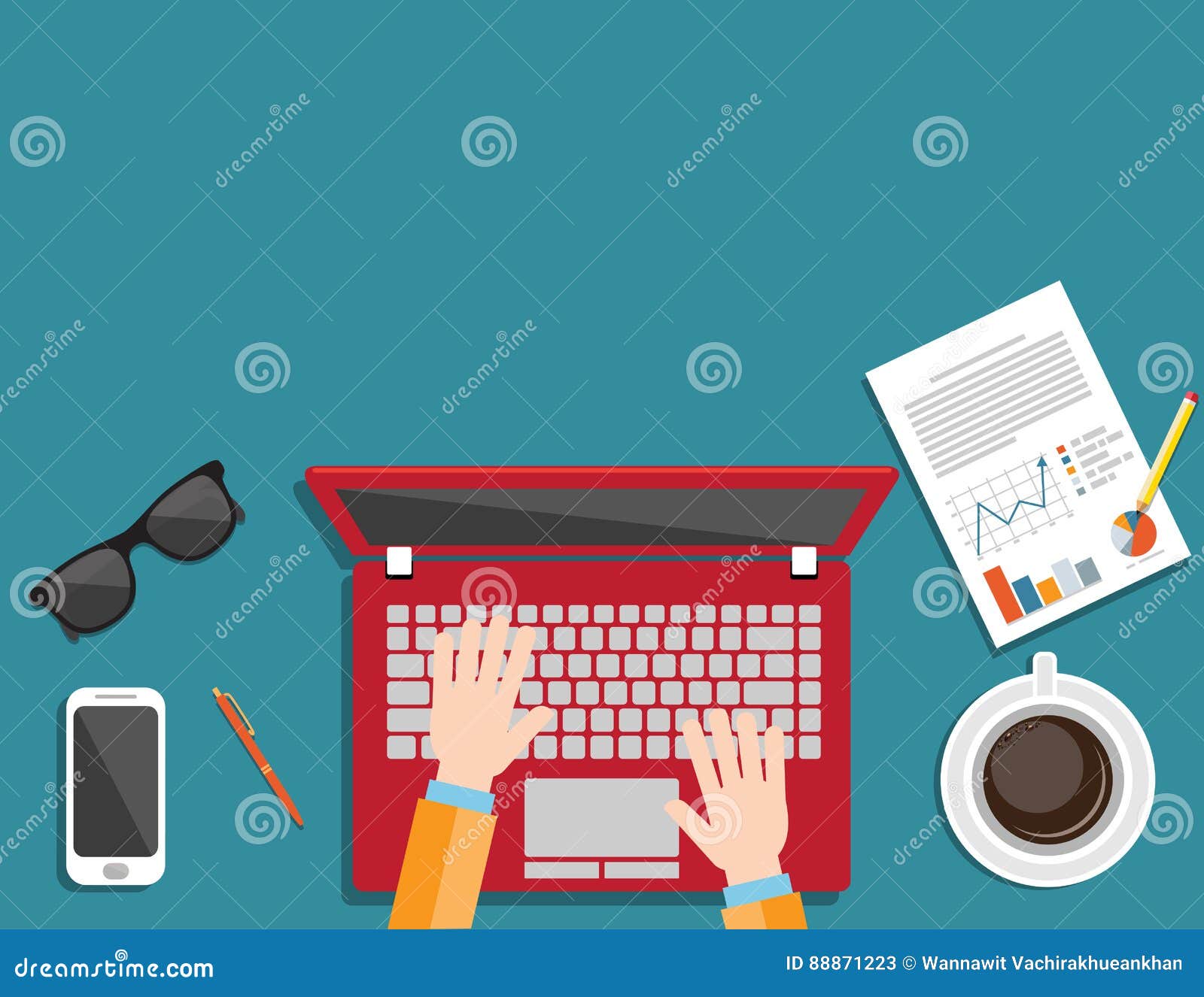 Businessman Making Orders Using a Laptop Stock Vector - Illustration of ...