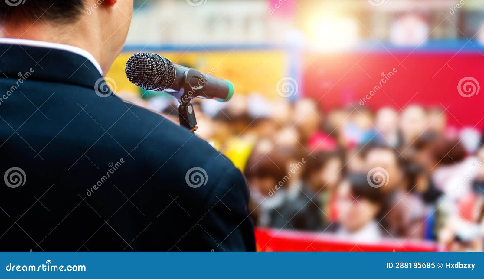 Businessman Making Speech in Front of Crowds Stock Image - Image of ...