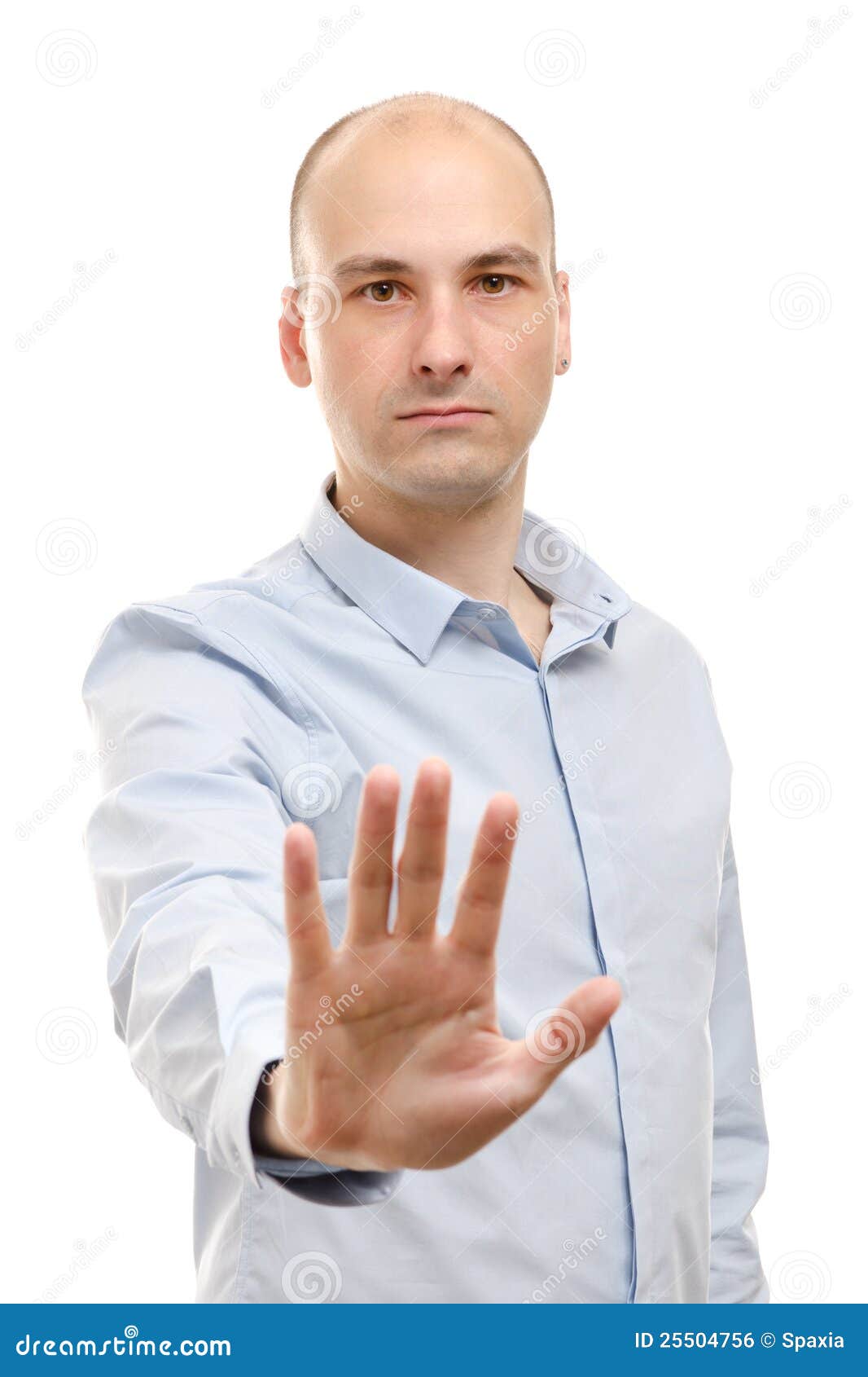 Businessman Making Stop Sign Stock Photo - Image of bald, stern: 25504756