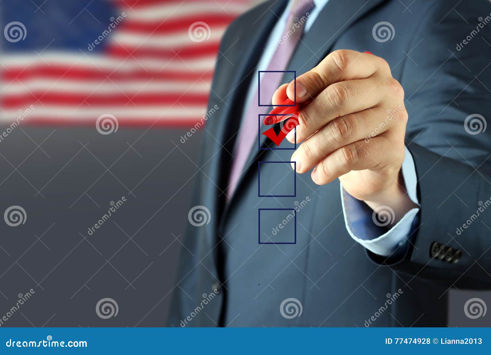 Businessman Making Vote by a Red Pen Stock Photo - Image of blank ...