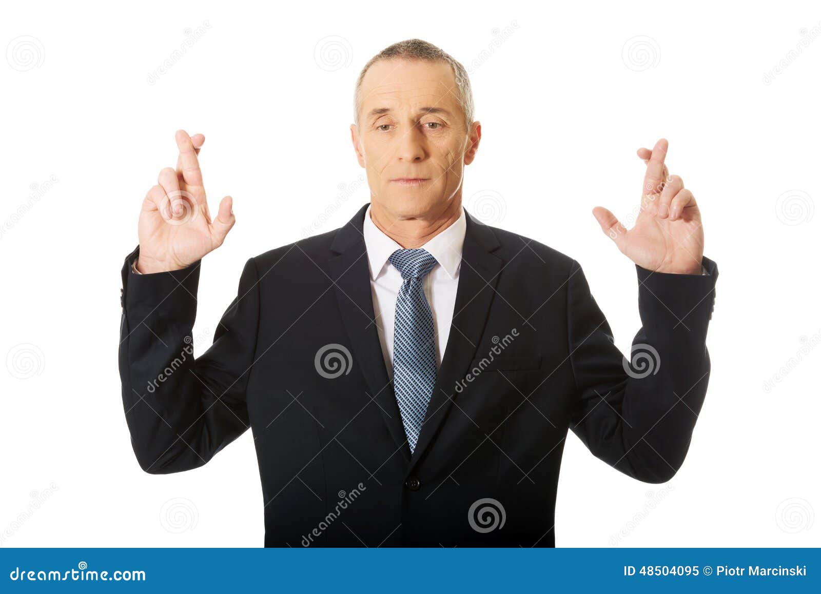 Businessman Making a Wish with Fingers Crossed Stock Image - Image of ...