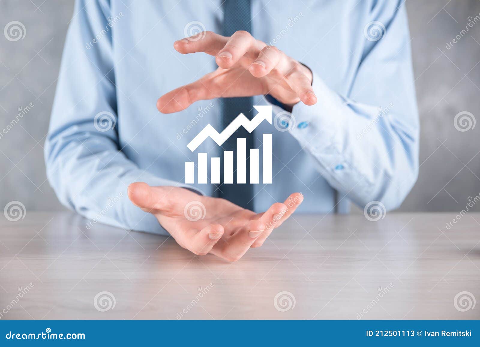 Businessman Man Holding a Graph with Positive Profits Growth. Plan ...