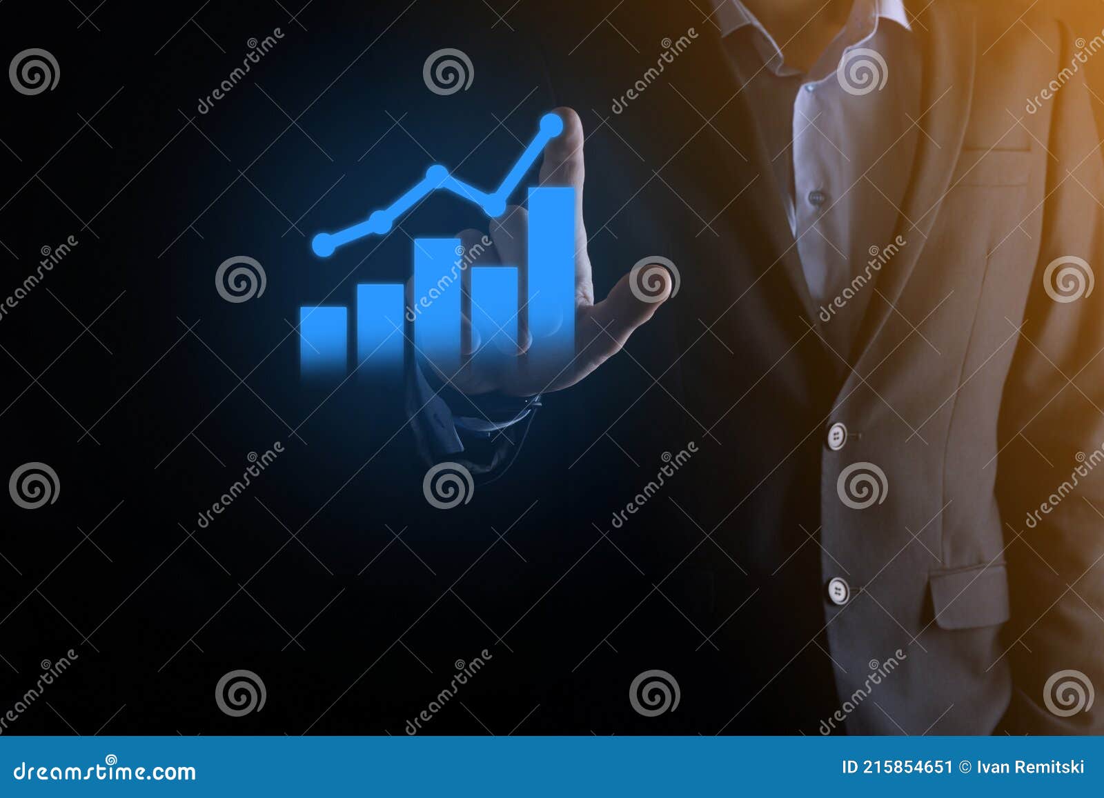 Businessman Man Holding a Graph with Positive Profits Growth. Plan ...