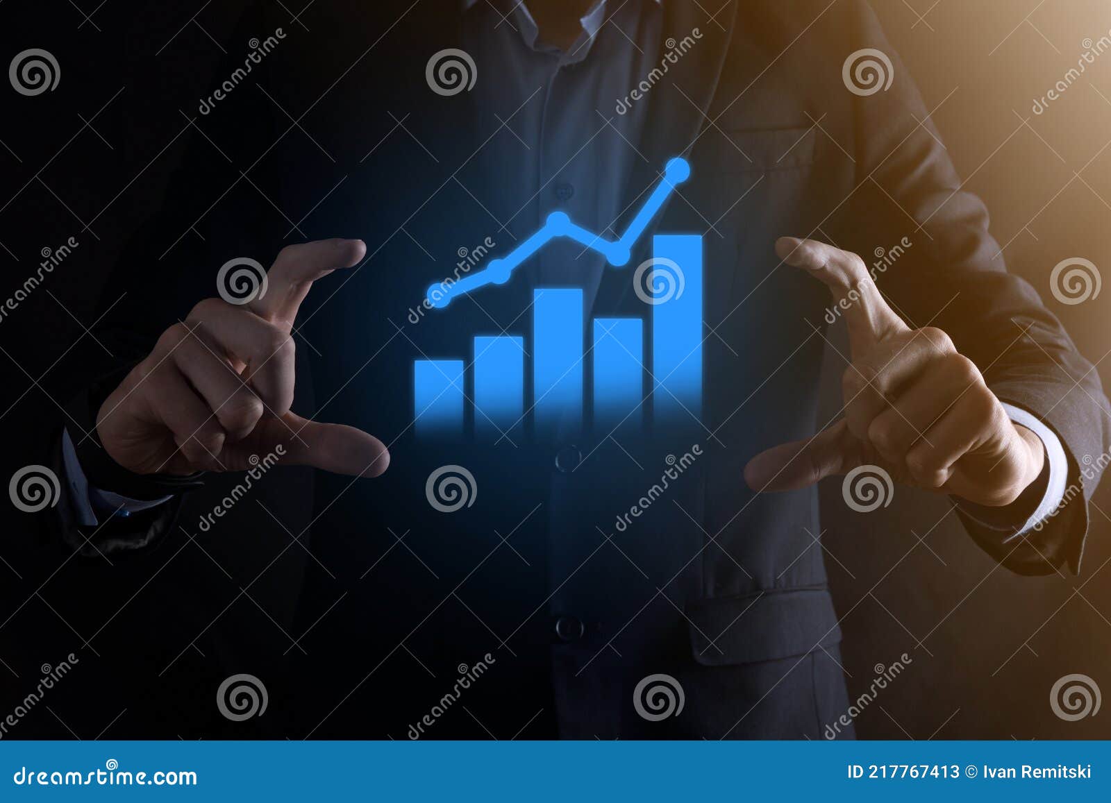 Businessman Man Holding a Graph with Positive Profits Growth. Plan ...
