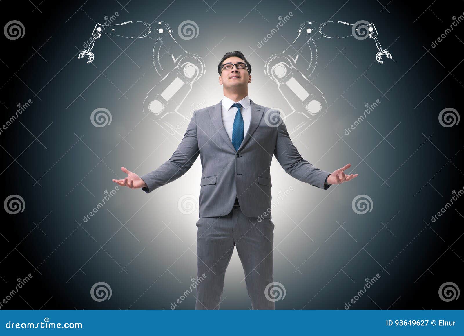 The Businessman Man with Robotic Arms Stock Image - Image of medicine ...