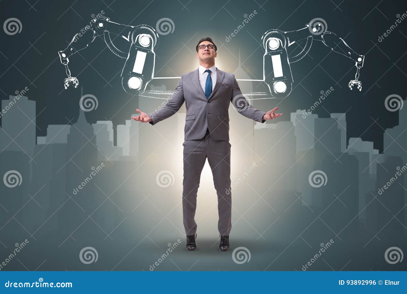 The Businessman Man with Robotic Arms Stock Photo - Image of cyborg ...