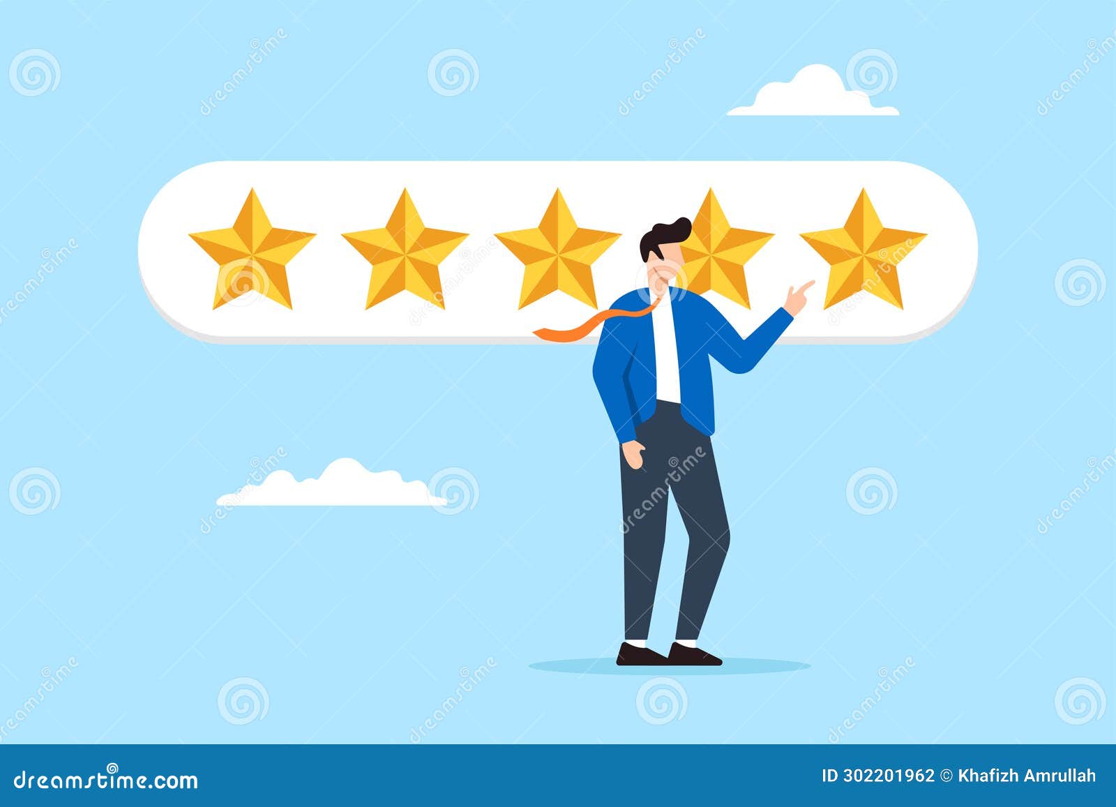 Businessman Manager Giving Star Review for Performance Excellence in ...