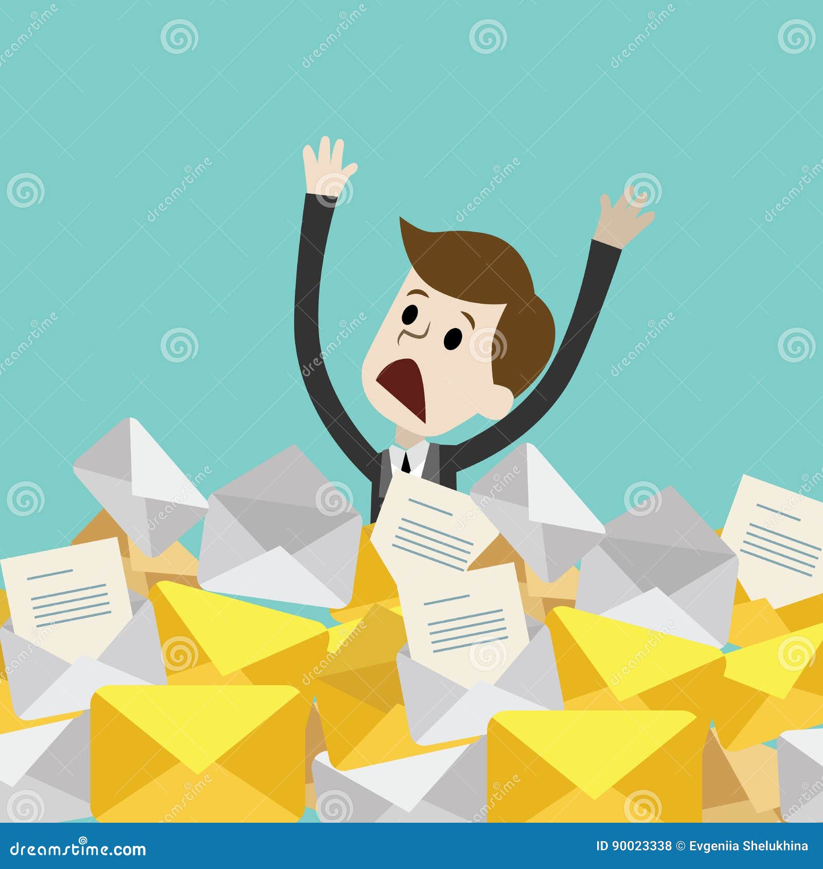 Businessman or Manager Has a Lot of Emails Stock Vector - Illustration ...