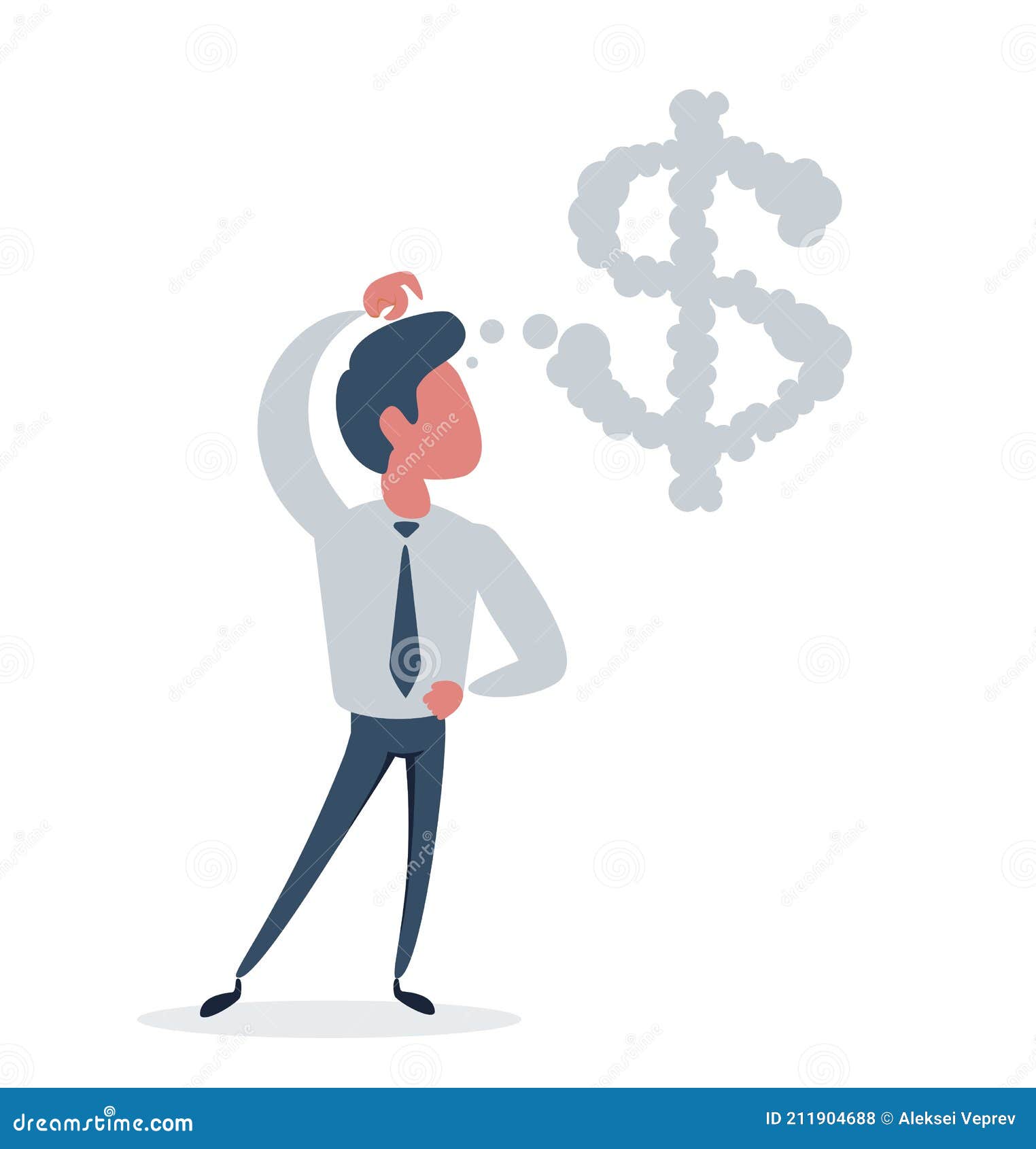 Businessman or Manager. a Man is Thinking about Money Stock Vector ...