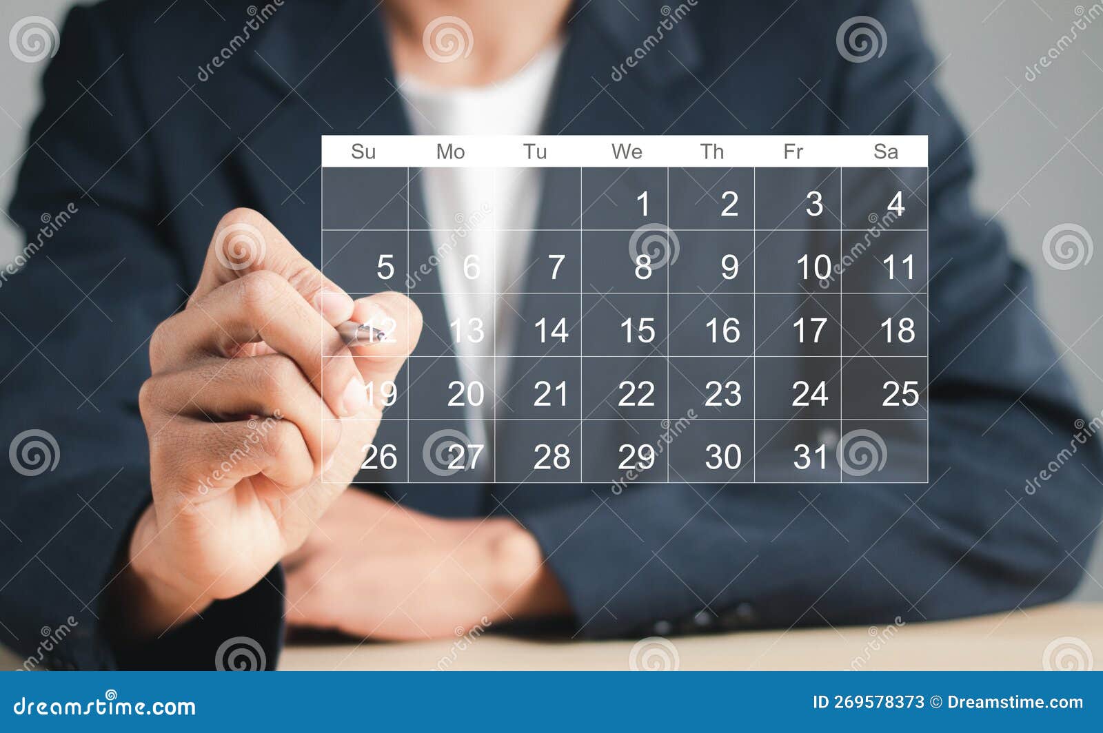 Calendar on the Virtual Screen Interface. Highlight Appointment ...