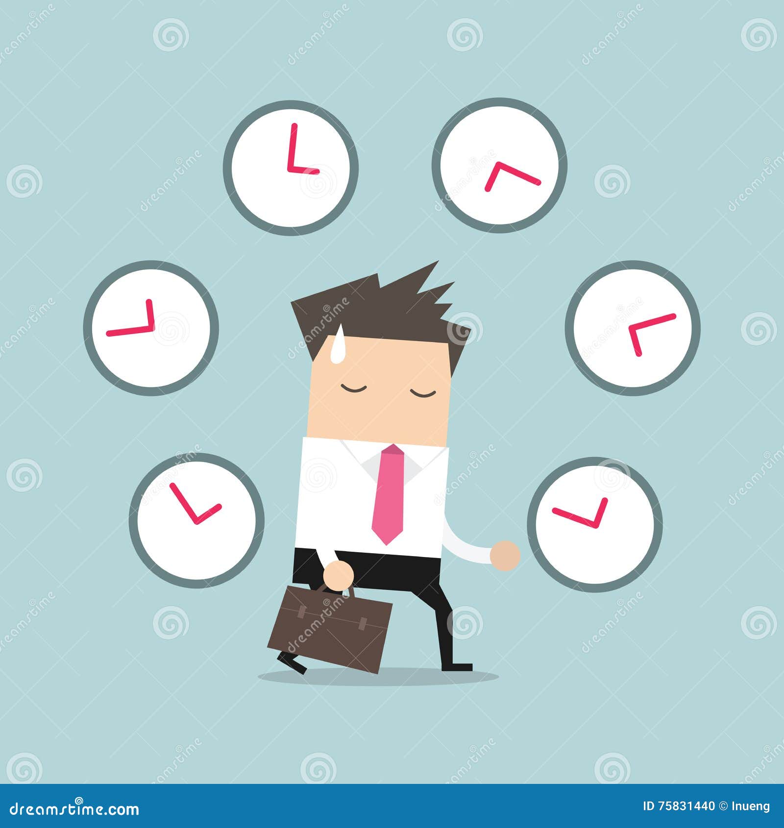 Businessman with Many Clocks. Vector Stock Vector - Illustration of ...