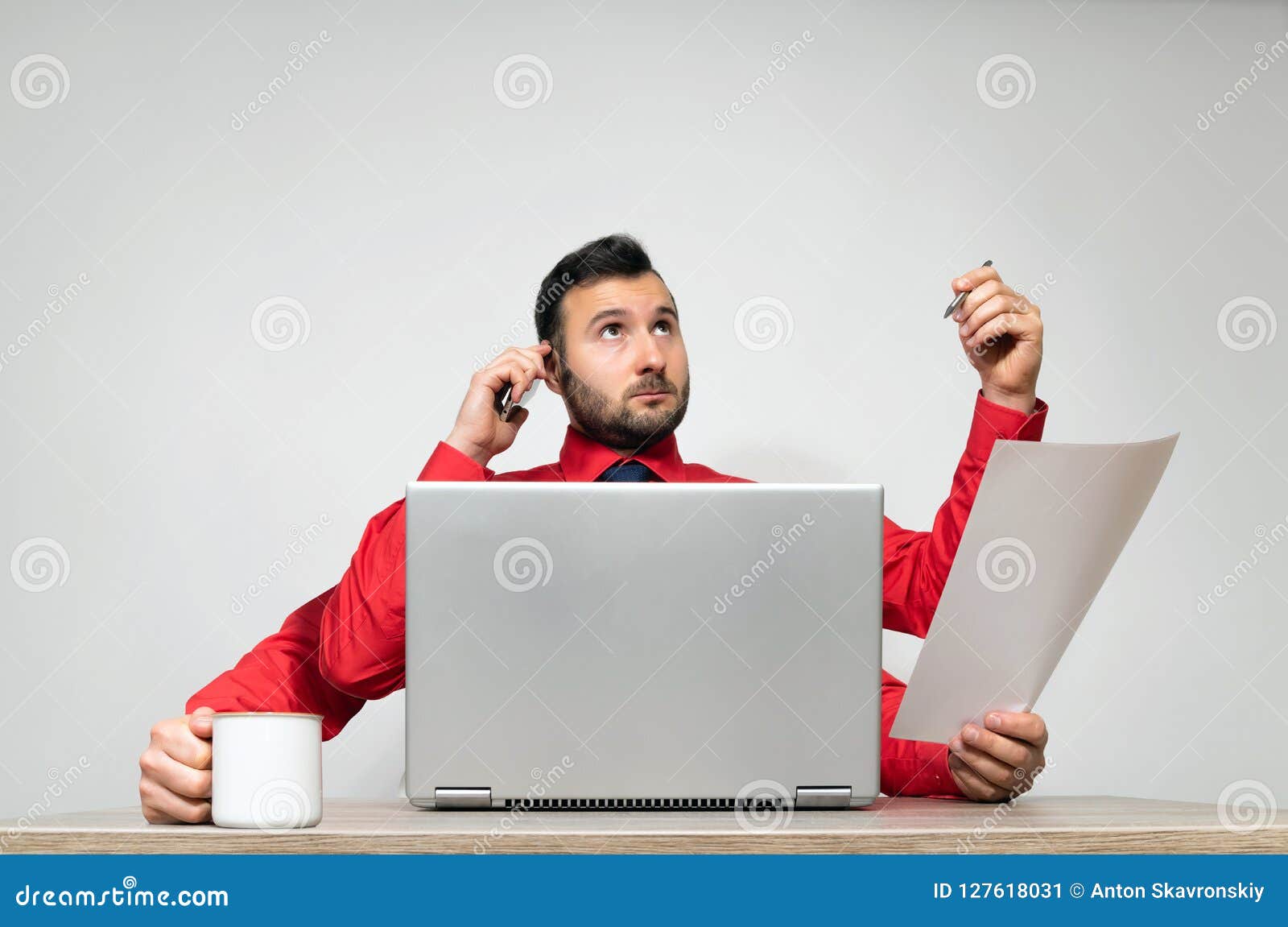 Concept of Multitasking and Productivity. Stock Image - Image of shirt ...