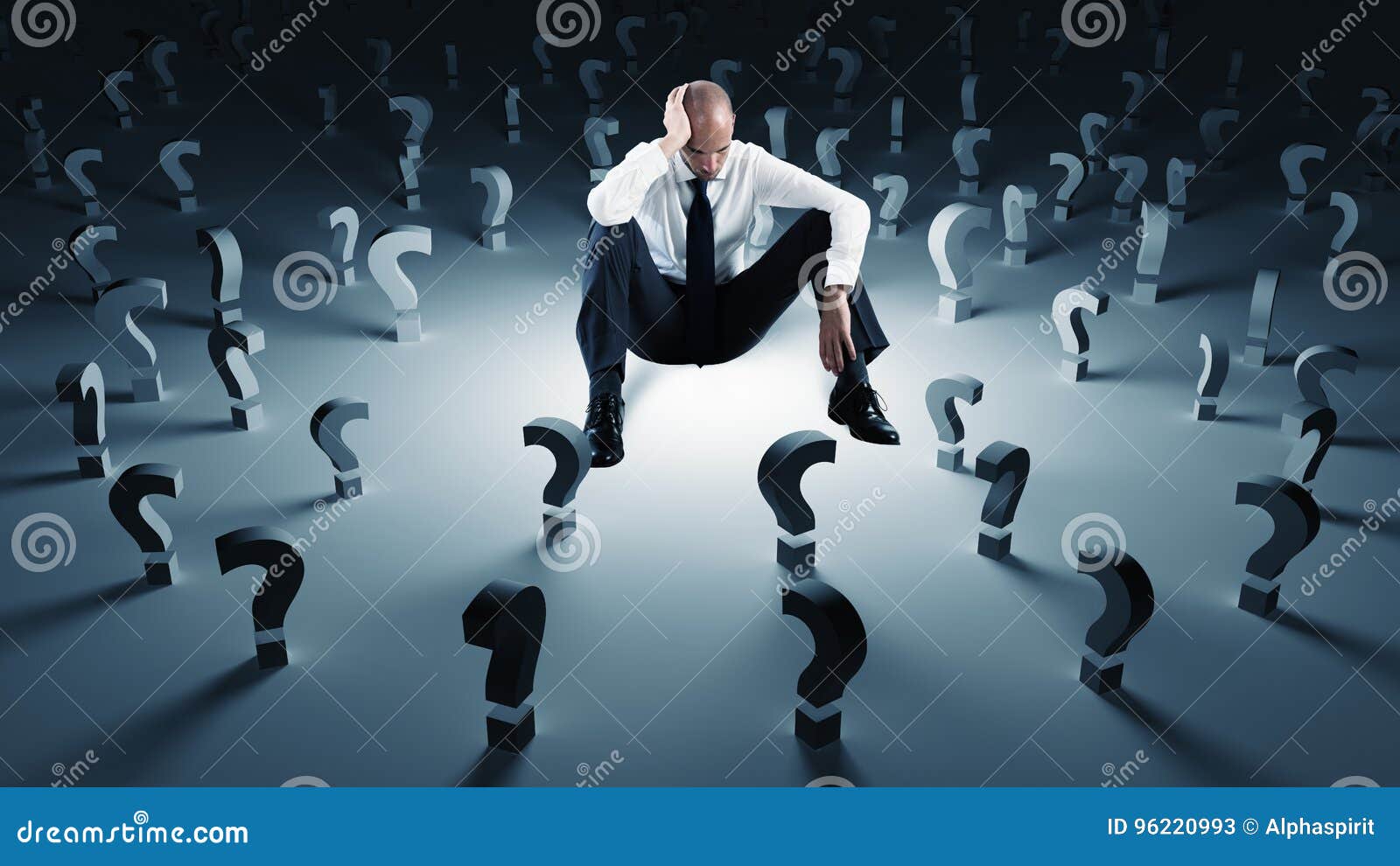 Businessman with Many Question Marks. Concept of Failure and Problem ...