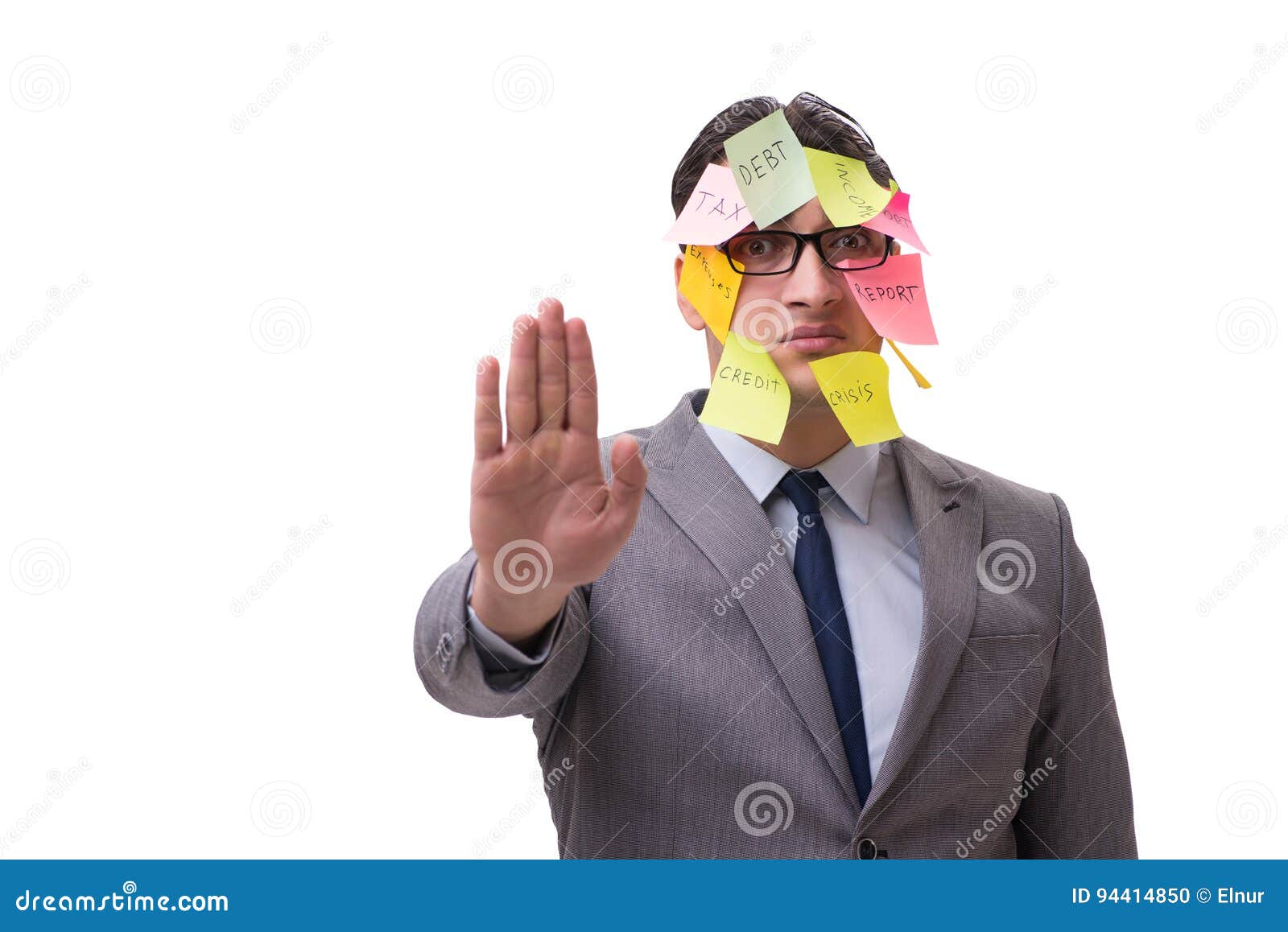 The Businessman with Many Reminders Isolated on White Stock Photo ...