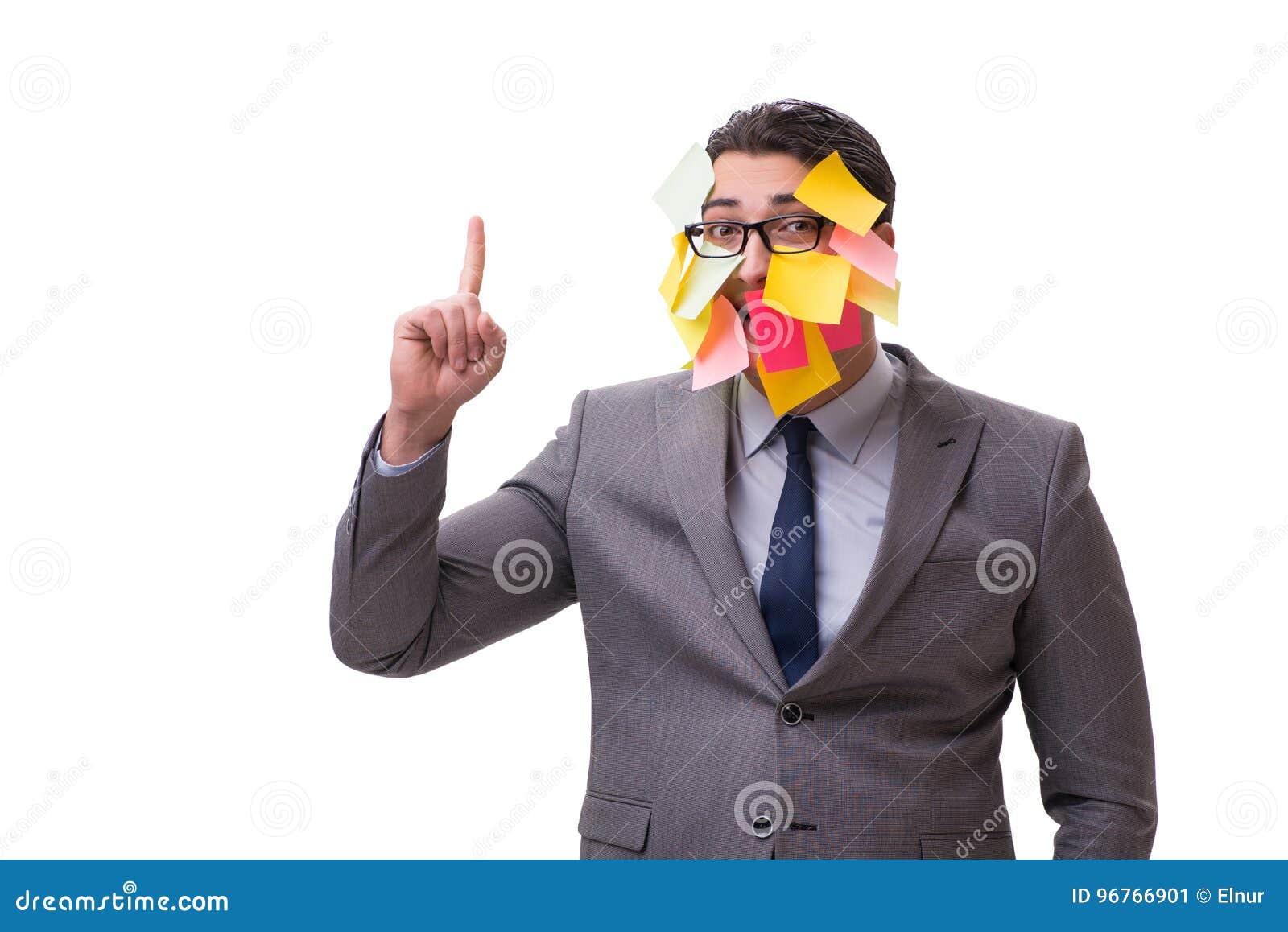 The Businessman with Many Reminders Isolated on White Stock Image ...