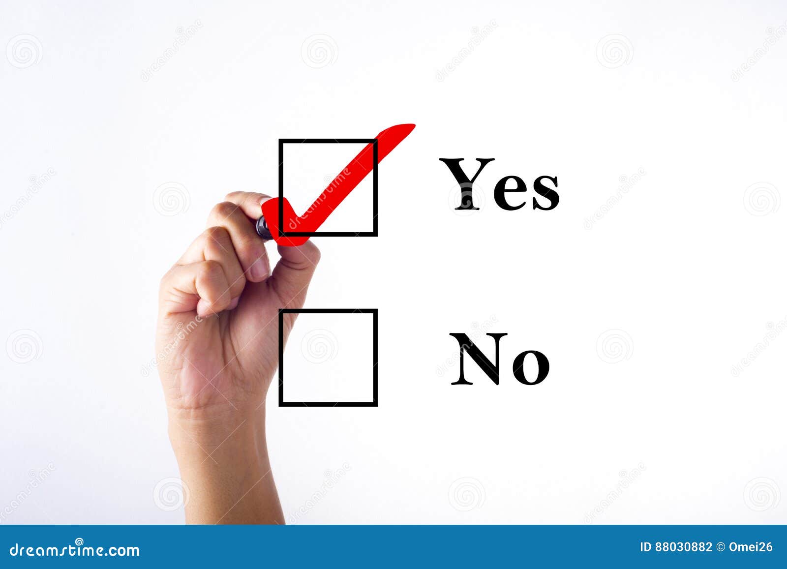 Businessman Marking in Yes Check-box, Isolated on White Stock Photo ...