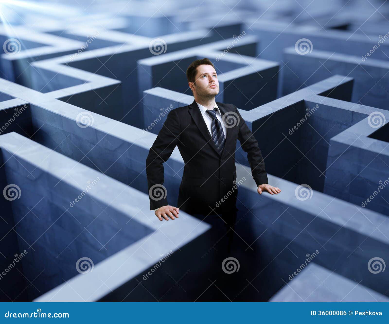 Businessman in maze stock photo. Image of business, research - 36000086
