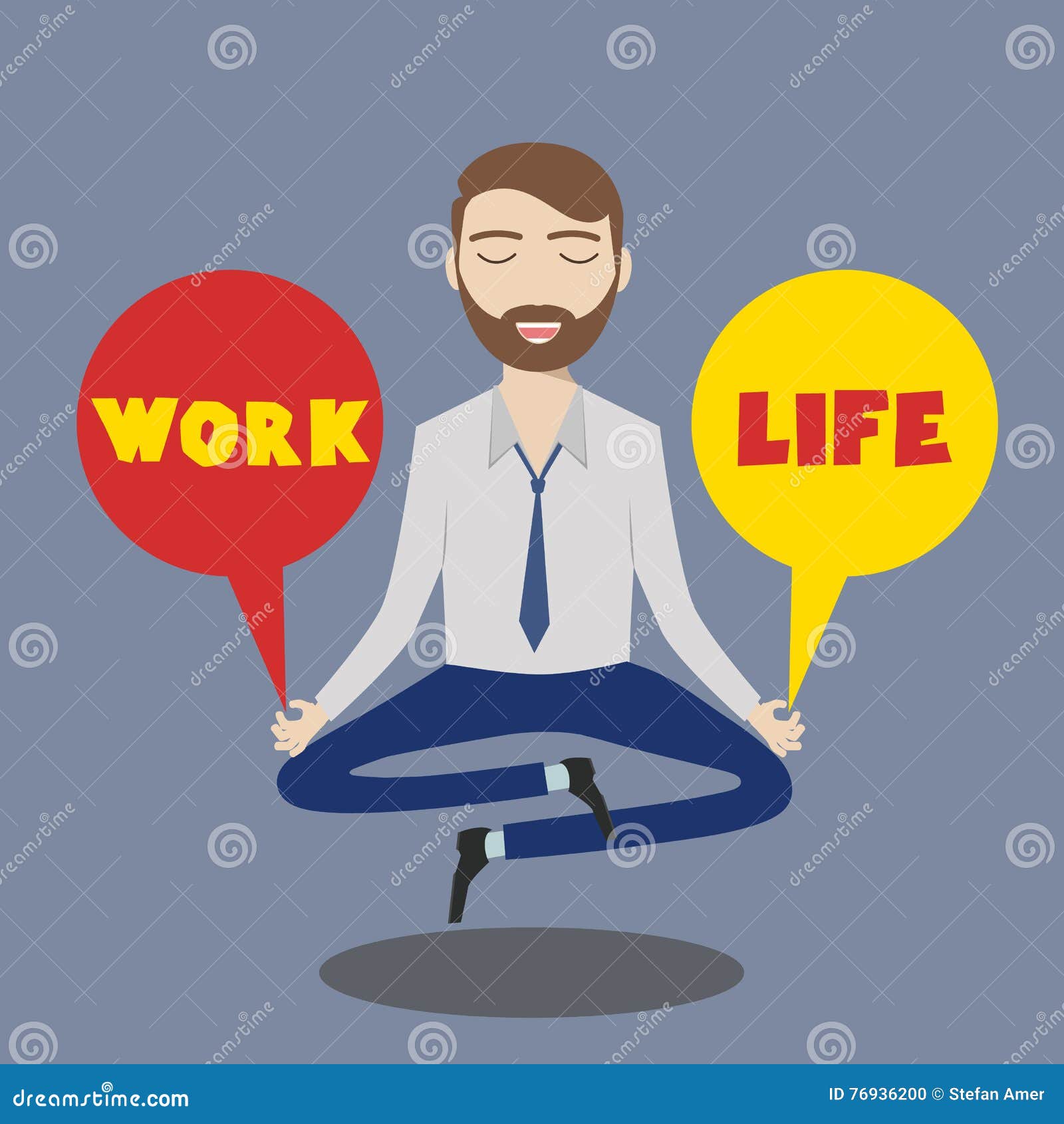 Businessman Meditating. Man Balancing Life and Work Stock Vector ...