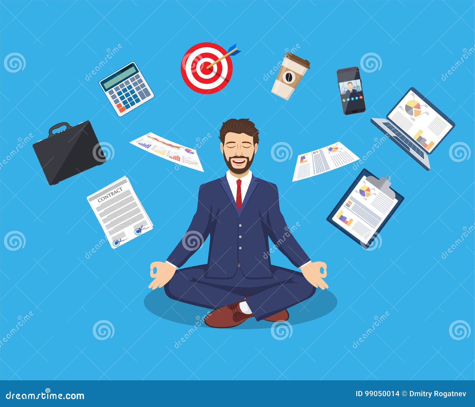 Businessman Meditating, Time Management, Stock Vector - Illustration of ...