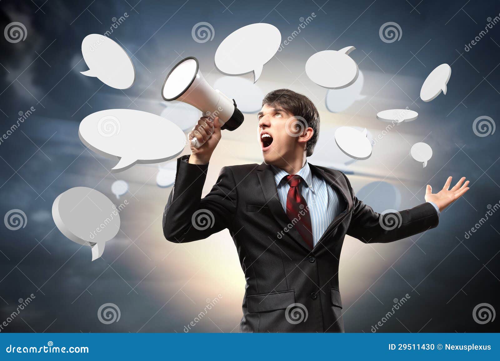 Businessman with megaphone stock photo. Image of person - 29511430