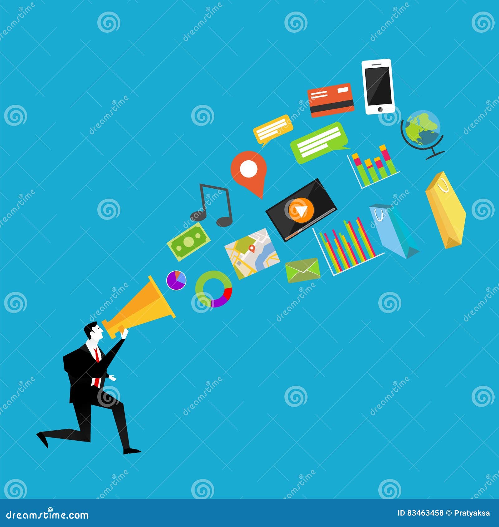 Businessman with Megaphone. Digital Marketing Concept Stock Vector ... Businessman with Megaphone. Digital Marketing Concept Stock Vector ...