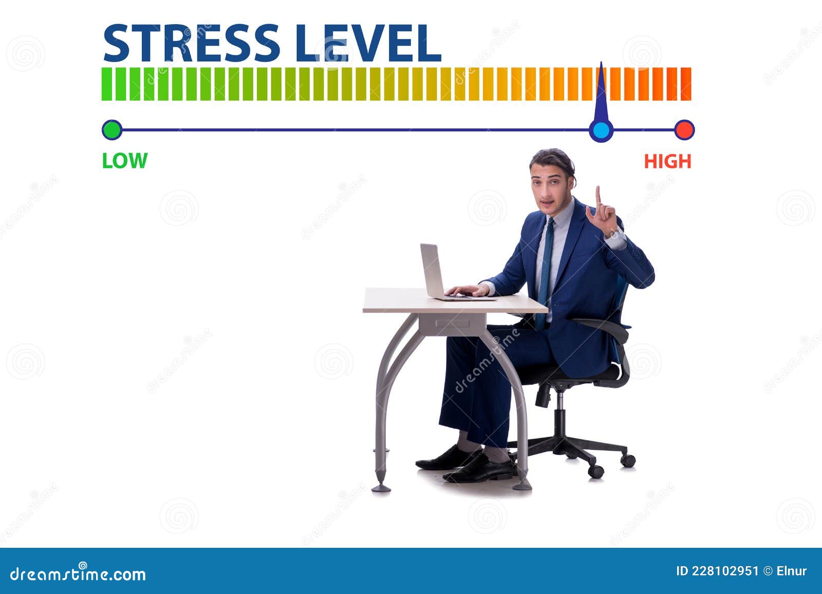 Businessman with Meter Measuring His Stress Level Stock Image - Image ...
