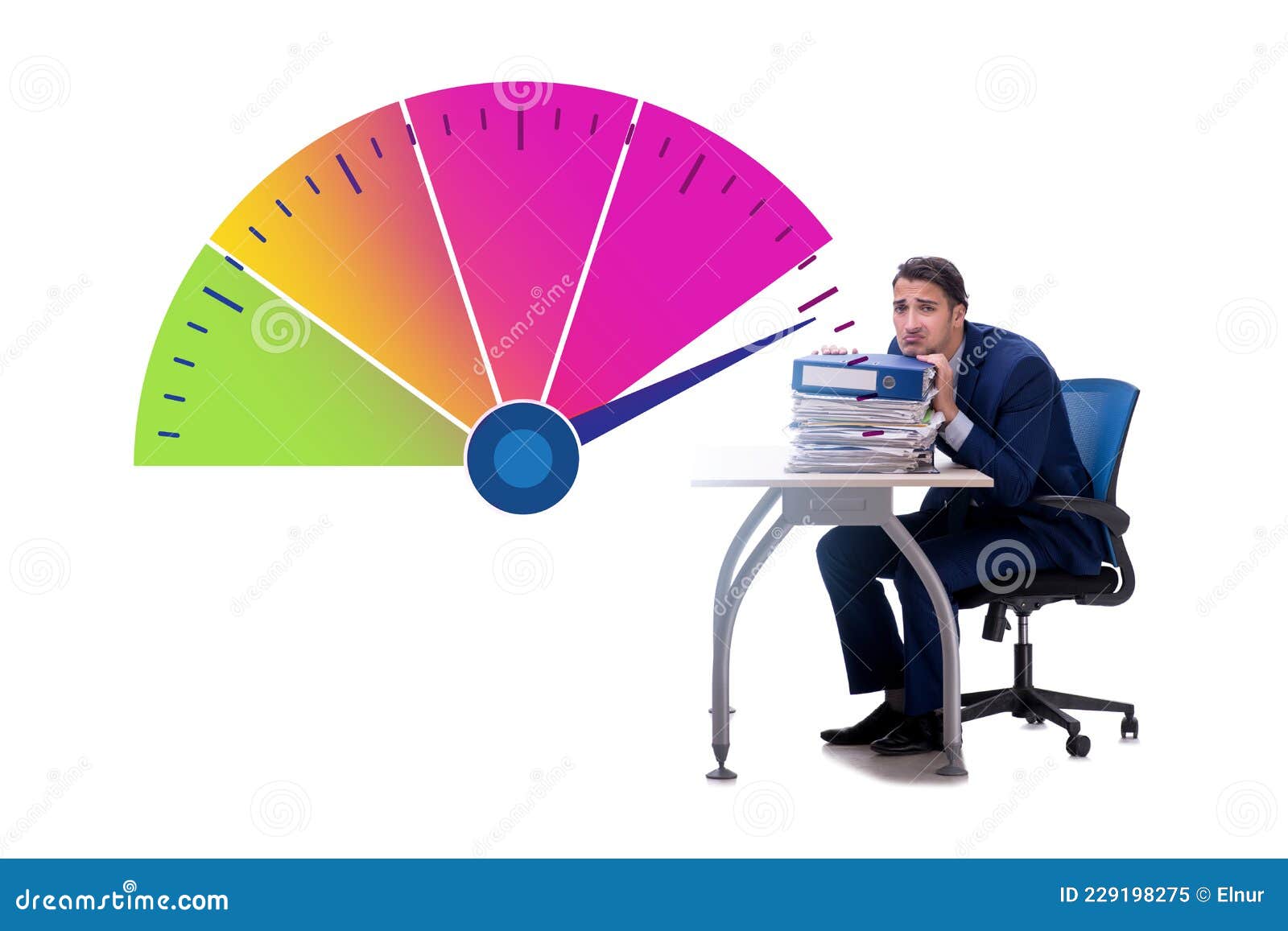 Businessman with Meter Measuring His Stress Level Stock Image - Image ...