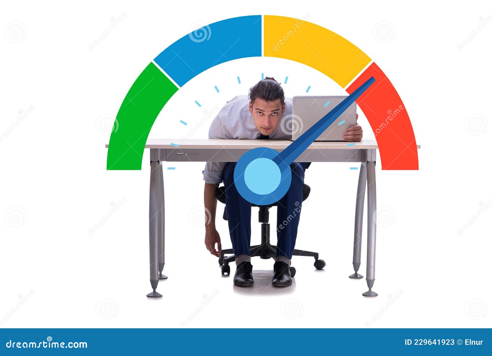 Businessman with Meter Measuring His Stress Level Stock Image - Image ...