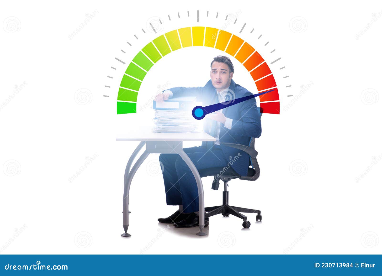 Businessman with Meter Measuring His Stress Level Stock Photo - Image ...