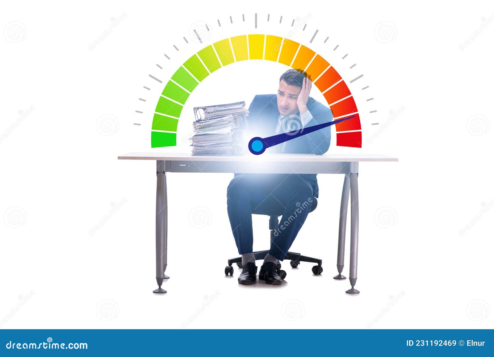 Businessman with Meter Measuring His Stress Level Stock Image - Image ...