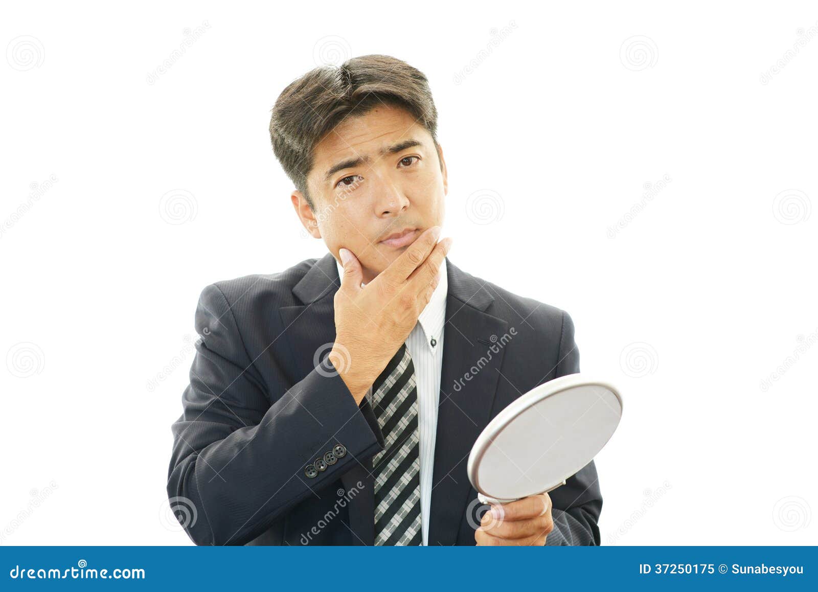Businessman with a mirror stock image. Image of human - 37250175